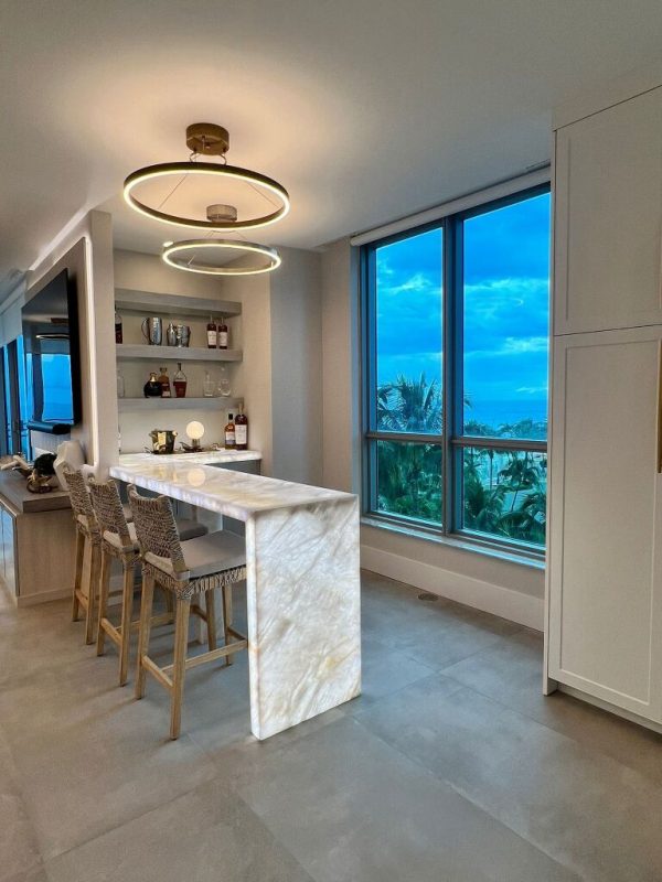 Illuminated Kitchen Island Stone Glows with Custom LED Light Panel ...