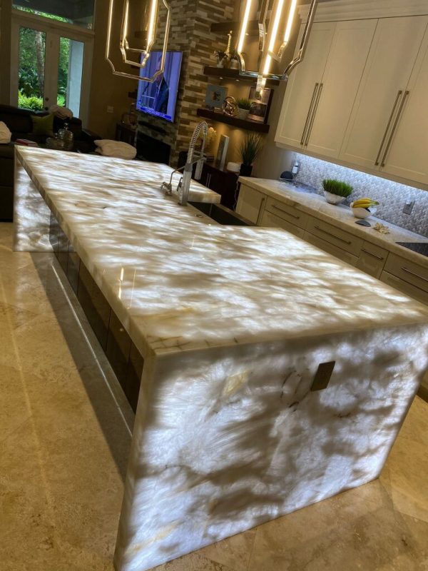 Illuminated Kitchen Island Stone Glows with Custom LED Light Panel ...